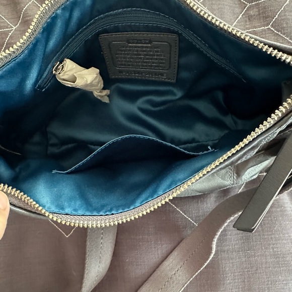 Coach | Bags | Coach Vintage Slate Blue Metallic Nylon Handbag | Poshmark